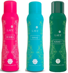 LAFZ NON ALCOHOLIC DEO BUSHRA+SANAZ+KISMET COMBO03 Body Spray - For ...