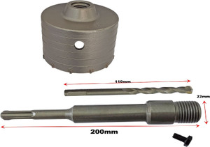 Inditrust 100mm SDS Plus Shank Concrete Hole Saw set Cutter with 200mm ...