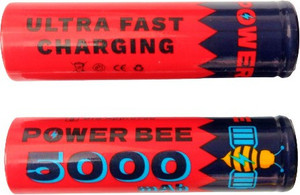 kp Flat Head - 18650 Power Bee 5000mAh 3.7v Rechargeable (Pack of 2 ...