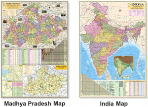 (Pack of 2 Map) MADHYA PRADESH STATE POLITICAL MAP and INDIA POLITICAL ...