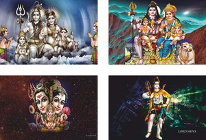 Lord Shiv Ji Poster Set of 4 Wall Poster For Room Paper Print ...