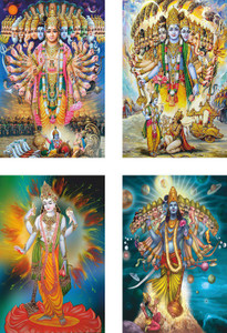 Lord Vishnu Poster Set of 4 Wall Poster For Room Paper Print ...