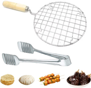 Kriwell 23 cm Papad Roaster Chapati Roti Jali Barbeque & 22 cm Chimta ...