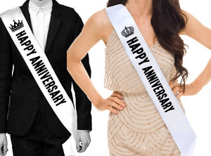 hubops Happy Anniversary Sash for Party Decoration Combo Pack White ...