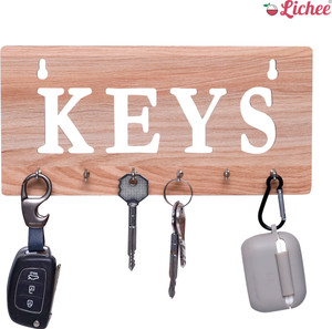 LICHEE 6 Hooks"KEYS" Premium Wooden Keys Stand for Entryway,Kitchen ...
