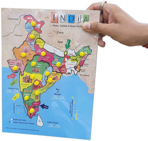 Tumtafa Wooden Map Of India Educational Puzzle For Kids Educational ...