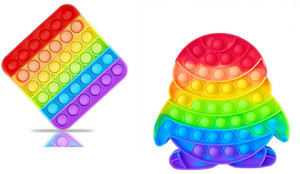 ELITEHOME Set of 2 Square and Penguin Multicolor Fidget Pop It ...