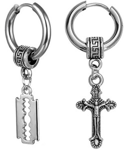 Flipkart.com - Buy M Men Style Razor Blade Dangle Huggie With Christ ...