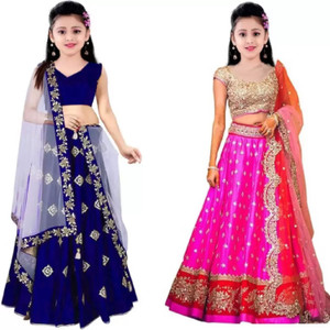 HHFASHION Girls Lehenga Choli Ethnic Wear Embroidered Lehenga, Choli ...