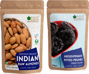 Bliss of Earth 200gm Almonds Badam + 200 Argentina Pitted Prunes for ...