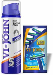 VI-JOHN SHAVING FOAM CLASSIC-REGULAR (200)GM (PACK OF 1) + RAZOR (PACK ...
