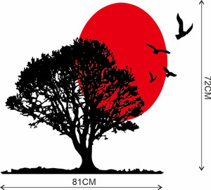 Wallzone Black Tree With Sun Rise Multicolor Pvc Vinyl Wallsticker For ...