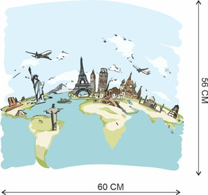 Wallzone 60 cm Travel The World|Adventures Multicolor Pvc Vinyl ...