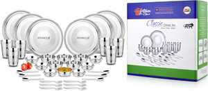 KITCHEN CLUE Pack of 36 Stainless Steel Dinner Set For Kitchen, Silver ...