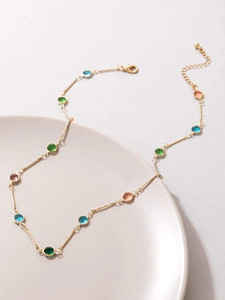 DESTINY JEWEL'S Gold Plated Rhinestone Decor Necklace For Women and ...