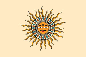 Madhubani Painting Sun Symbol In India Beautiful Art Paper Print - Art ...