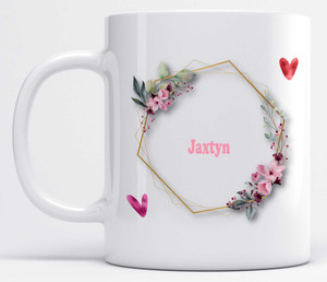 LOROFY Name Jaxtyn Printed Floral and Hearts Design Ceramic Coffee Mug ...