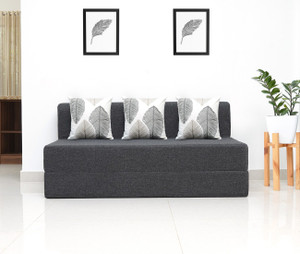 Uberlyfe 5 x 6 Ft Premium Jute -Sofa Cum Bed with 3 Cushions(Threadbare ...