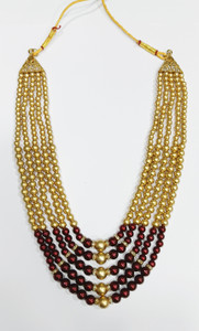 DGNandu Golden & Maroon color Five Layers Pearl Mala or Dulha mala ...