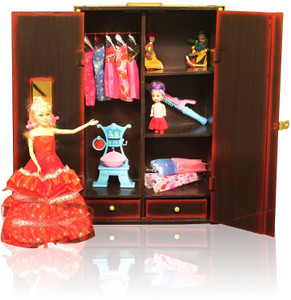 shy shy Small Closet For dolls Solid Wood 2 Door Almirah Price in India ...