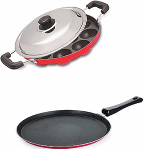 ALWAFLI Combo Appam Maker Pan & Dosa Tawa with Lid Aluminum Paniarakkal ...