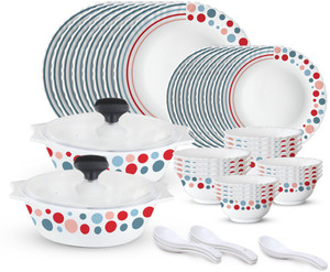 Larah by Borosil Pack of 44 Opalware Pastel Galaxy Crockery Set for ...