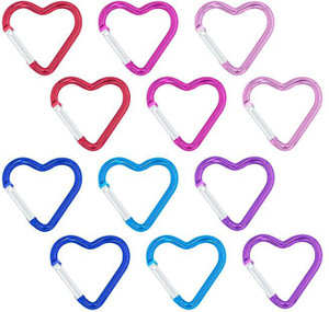 MMTX 12PCS Heart Shape Keychain Clips Mini Carabiner D-Shape Spring ...