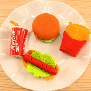 Ambivert Hamburger Erasers Western-style Food Fun Rubber School ...