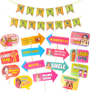 Party Decorz Mehndi Ceremony Photo Booth Party Props And Banner Combo ...