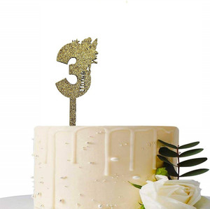 Prism Arts Number 3 Glitter Cake Topper to Celebrate a Birthday Party ...