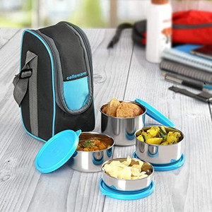 Flipkart.com | cello Steelox Stainless Steel Lunch Box-4 Steel, Blue 4 ...