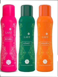 LAFZ NON ALCOHOLIC DEO KISMET+BUSHRA+ANAHITA COMBO03 COMBO03 Body Spray ...