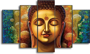Anku Fashion Golden Buddha Spiritual Religious 5 Panel MDF Painting ...
