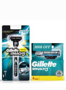 Gillette Mach 3 Shaving Razor + 5 Cartridge (TRAVEL PACK), Men - Price ...
