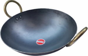 Vertech 100% Natural Iron (Loha) Kadhai Deep Bottom Kadai / Fry Pan ...