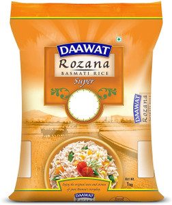 Daawat Rozana Super Basmati Rice, 1kg Basmati Rice (Medium Grain, Raw ...