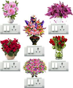 Design Zoo 13 cm Colorful Flower Vases Switchboard Sticker Self ...