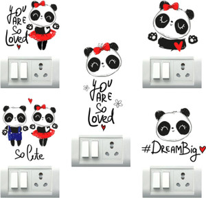 Design Zoo 13 cm Panda Love Quotes Switchboard Sticker Self Adhesive ...