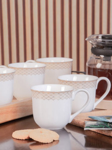 White Gold Pack of 6 Porcelain Tea Cup 125ml WG-2906-7095G Price in ...