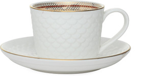 CLAY CRAFT Pack of 12 Ceramic Gold Printed Cup & Saucer Set of 12 ( 6 ...