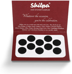 Shilpa Vive Sticker Kumkum Bindi (2, Black) (Box Contains 15 Packs ...
