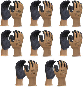Techtion SPLENDOR MULTIPRO Brown Black Coating Safety Gloves Pack of 8 ...