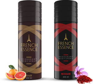 FRENCH ESSENCE Oud & Intense deodorant Body spray set for Men and Women ...