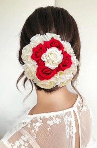 SAMYAK Beautiful Real Looking Rose Flowers Wedding Bridal Juda Big ...
