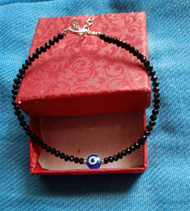 jyokrish Metal Nazariya chain anklet black Beads with evil eye for ...