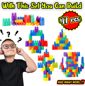 FIDDLERZ 47 Pcs Building Blocks Bullet Shaped Stem Blocks Early ...
