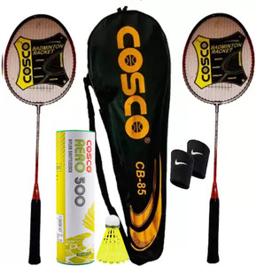 COSCO Combo Of 10, 2 CB-85 Badminton Racket, 6 Shuttle, 2 Wrist Band ...