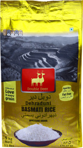 Double Deer Dehraduni Basmati Rice (Long Grain, Steam) Price in India ...