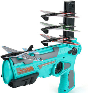 Goodmarts Flying Airplane Launcher Gun Toy with Foam Glider Planes ...