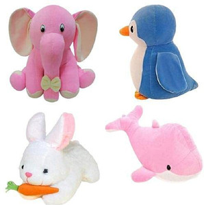 Tiny Miny oys Appu Penguin Pink Dolphin Fish & Rabbit Stuffed Plush ...